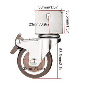 38mm Small Furniture Caster Wheels,360° Swivel Wheels,1,5in Moving Castor Wheels,TPE Rubber Caster,Double Bearing,with U-Shaped Bracket,75KG,4Pcs (Color : Universal, Size : 20mm/0.8in)