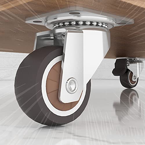 Rubber Swivel Caster Wheel,Castor Wheels Heavy Duty Swivel Trolley Furniture Caster with Brakes, Shopping Cart Wheel Trolley Swivel Caster Wheels Soft Rubber, 4 Pieces 38mm Castor Wheel (Size : 38mm