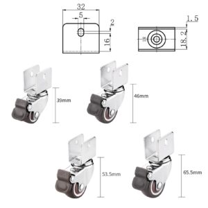 Caster Wheels,Set of 4,Heavy Duty Swivel Casters with Brake, Safety Dual Locking and No Noise Wheels, Swivel Plate Castors, for Furniture Trolley Crib Casters, U-Shaped Casters Castor Wheel (Size : 4