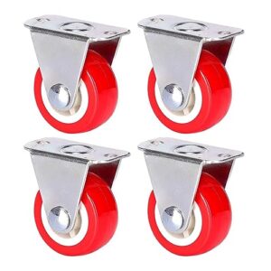 , industrial silent, 360° swivel, 2" caster s set of 4,with brake, red (color : fixed, size : 2.5inch)