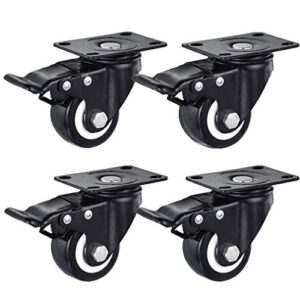 ousika heavy castor wheels-set of 4 swivel caster wheel,furniture castors-polyurethane,black,heavy duty 360° top plates,double bearings,wear-resistant,528lb max capacity,for coffee table,cabinet (2.5i