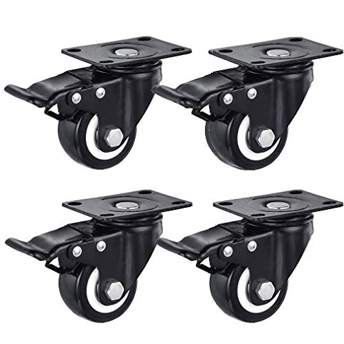 OUSIKA Heavy Castor Wheels-Set of 4 Swivel Caster Wheel,Furniture Castors-Polyurethane,Black,Heavy Duty 360° Top Plates,Double Bearings,Wear-Resistant,528lb Max Capacity,for Coffee Table,Cabinet (2.5i