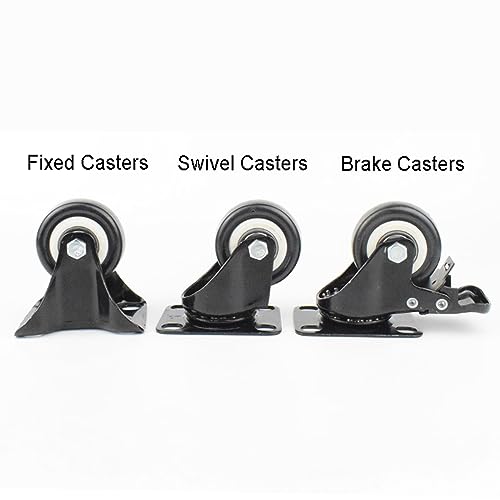 Caster Kit, 3" Swivel, Heavy Duty with Brakes, Black Silent s, Wear, 4 Piece (Color : Fixed, Size : 1.5inch)