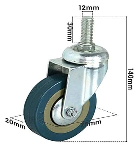 Casters Swivel casters Heavy Duty 4 Pack 75mm Swivel Castor with Brake Trolley Casters Wheels for Furniture Swivel Caster Rollers casters Workbench