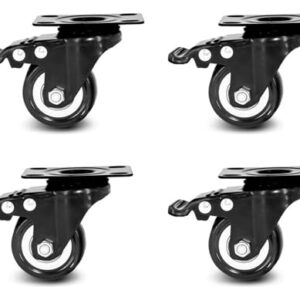 Casters Swivel casters Heavy Duty of 4 Pack, 1.5Inch Polyurethane Castor Wheels for Trolley Furniture Caster Load Bearing 200kg casters Workbench