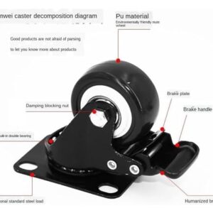 Casters Swivel casters Heavy Duty of 4 Pack, 1.5Inch Polyurethane Castor Wheels for Trolley Furniture Caster Load Bearing 200kg casters Workbench