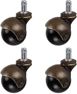 furniture castors,swivel caster wheels,industrial castor wheels heavy duty ball caster stem 2" 50mm set of 4 load capacity 75kg / 165 lbs (4) with metal sockets replacement vintage antique-a