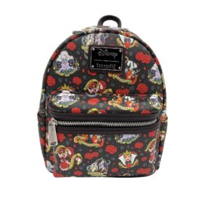 loungefly disney villains tattoo all over print women's double strap shoulder bag purse