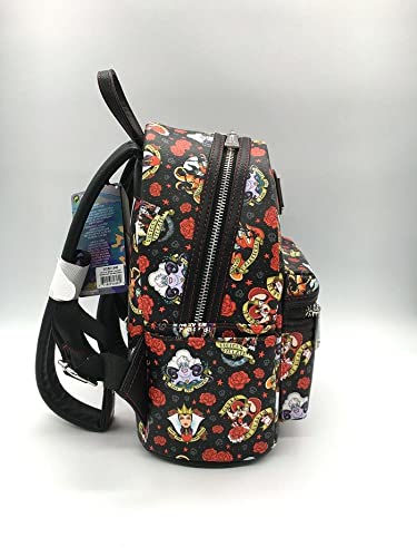 Loungefly Disney Villains Tattoo All Over Print Women's Double Strap Shoulder Bag Purse