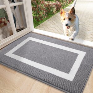 olanly indoor door mat, 30x17, non-slip absorbent resist dirt entrance mat, washable low-profile inside entry doormats for entryway, grey