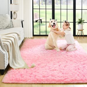 noahas fluffy bedroom rug plush fuzzy rugs for kids room living room, soft shaggy nursery rug furry floor carpet modern indoor bedroom decor for boys girls room, 2x3 feet, pink