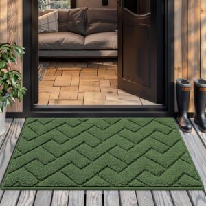 hicorfe indoor doormat,front back door mat rubber backing non slip door mats 20"x31.5" absorbent resist dirt entrance doormat inside floor mats for entryway washable low-profile(green)