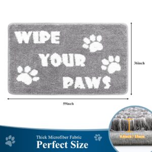 Vaukki Indoor Doormat Entryway Door Mat, Non Slip Absorbent Mud Trapper Mats, Low-Profile Inside Floor Mats, Soft Washable Small Mats Door Carpet for Entryway（Grey and White, 36''x59''）