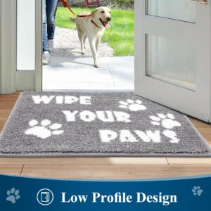 Vaukki Indoor Doormat Entryway Door Mat, Non Slip Absorbent Mud Trapper Mats, Low-Profile Inside Floor Mats, Soft Washable Small Mats Door Carpet for Entryway（Grey and White, 36''x59''）