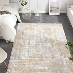 jinchan area rug 4x6 abstract sketch distressed taupe multi print non-slip washable rug bedroom thin rug colorful overdyed mat kitchen rug contemporary carpet living room play mat