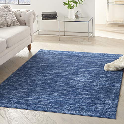 Nourison Essentials Indoor/Outdoor Navy Blue 4' x 6' Area Rug, Easy Cleaning, Non Shedding, Bed Room, Living Room, Dining Room, Backyard, Deck, Patio (4x6)