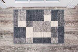 rugshop modern boxes design non-slip (non-skid) area rug 20" x 30" gray