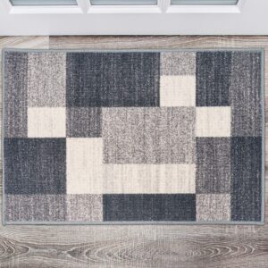 Rugshop Modern Boxes Design Non-Slip (Non-Skid) Area Rug 20" X 30" Gray