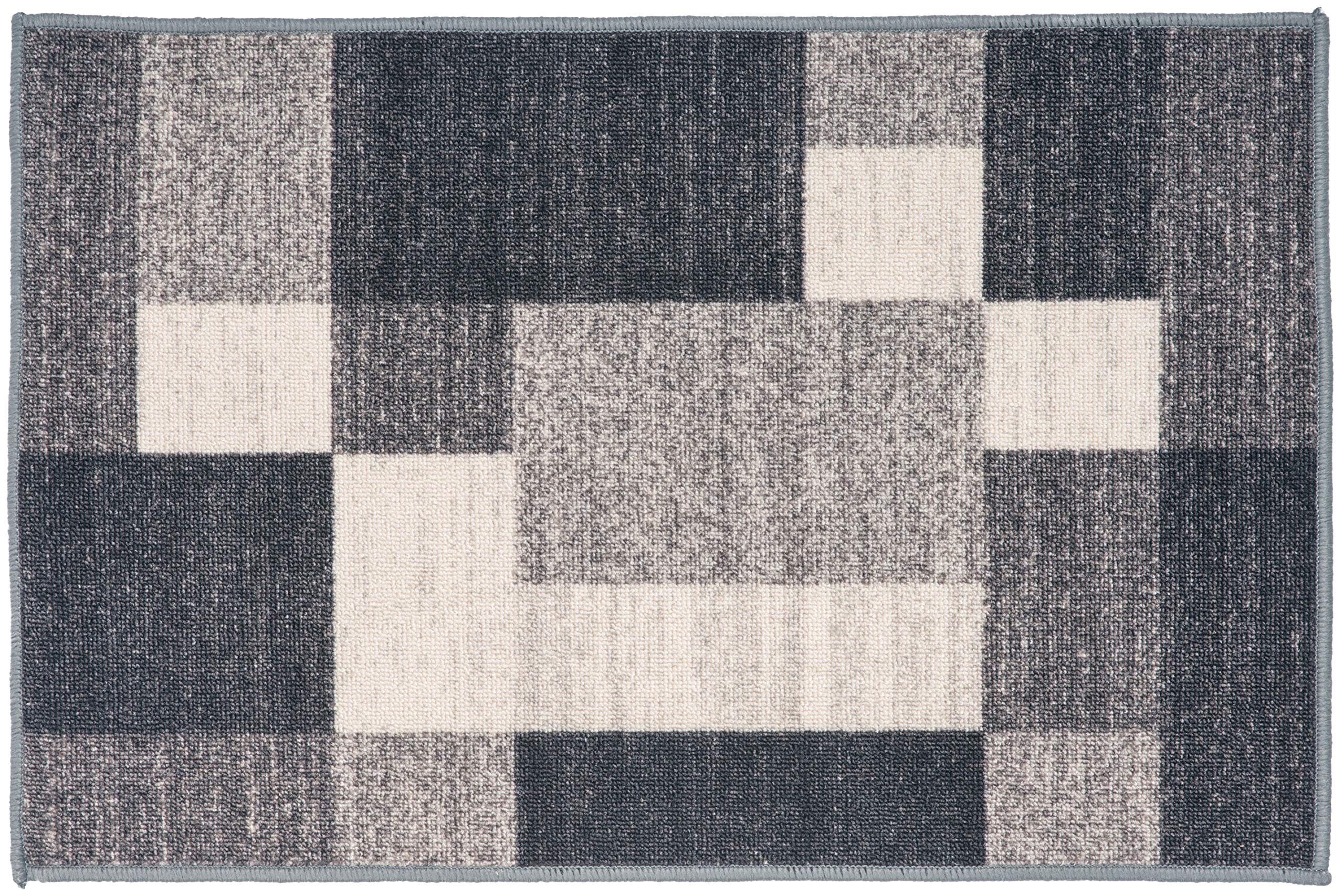 Rugshop Modern Boxes Design Non-Slip (Non-Skid) Area Rug 20" X 30" Gray