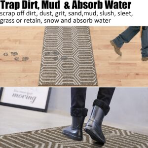 Indoor Doormat 36"x 59", Absorbent Front Back Door Mat Floor Mats, Rubber Backing Non Slip Door Mats Inside Entrance Door Runner Rug Mud Dirt Trapper, Machine Washable Low Profile-Brown Time Cloister