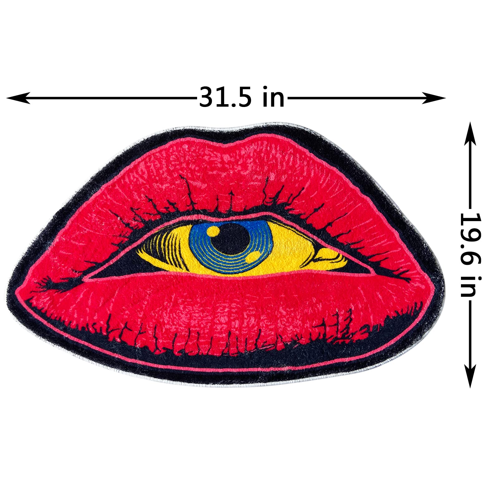 VBFGRT Interesting Red Lip Devil Eye Shape Plush Rugs Lovely Bedroom Comfortable Home Decoration Door Mat Cartoon Bathroom Absorbent Bath Mat Indoor Carpet Kitchen Non-Slip Mats, 31.5x19.5