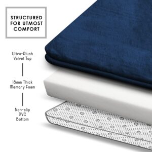 Clara Clark 3 Piece Bathroom Rugs Bath Mat Set, Velvet Memory Foam Bath Mats for Bathroom - Non-Slip, PVC Backing Bath Rugs, Washable Bathroom Rug Mats - Dries Quickly, Blue Bathroom Rug Set