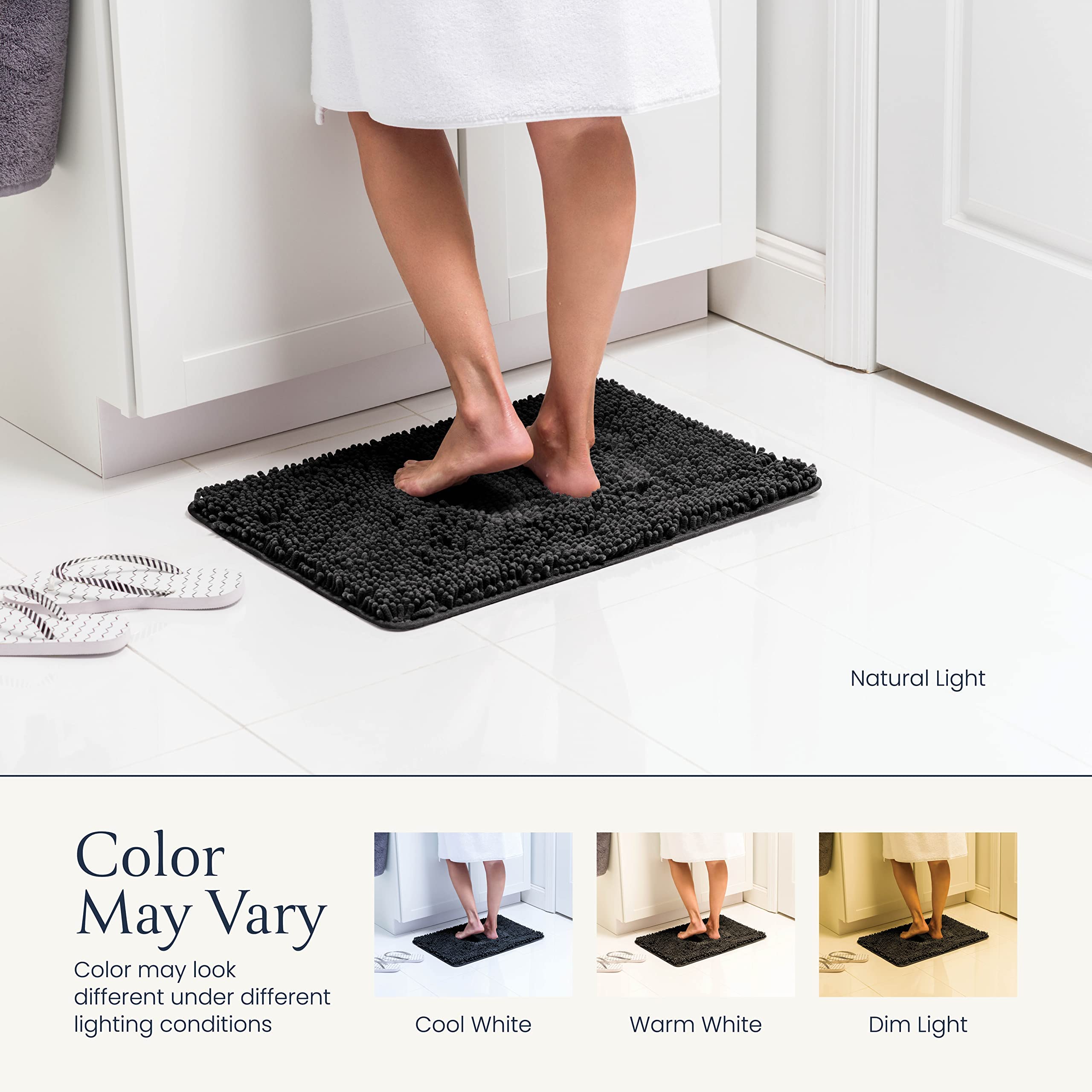 BELADOR Bathroom Rugs Sets 2 Piece- Plush Bath Mat Set Quick-Dry Soft Chenille Bathroom Mat with Rubber Backing, Absorbent Bathroom Rug Set, Washable Bath Rugs for Bathroom- Bath Mats 24x17 + 30x20