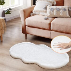 orinova white faux rabbit fluffy fur rugs for bedroom machine washable furry area rugs for living room smal 2x4 shag runner rug nursery rug