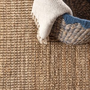 JONATHAN Y NRF102A-3 Pata Hand Woven Chunky Jute Indoor Area -rug Bohemian Farmhouse Easy -cleaning Bedroom Kitchen Living Room Non Shedding, 3 ft x 5 ft, Natural Color