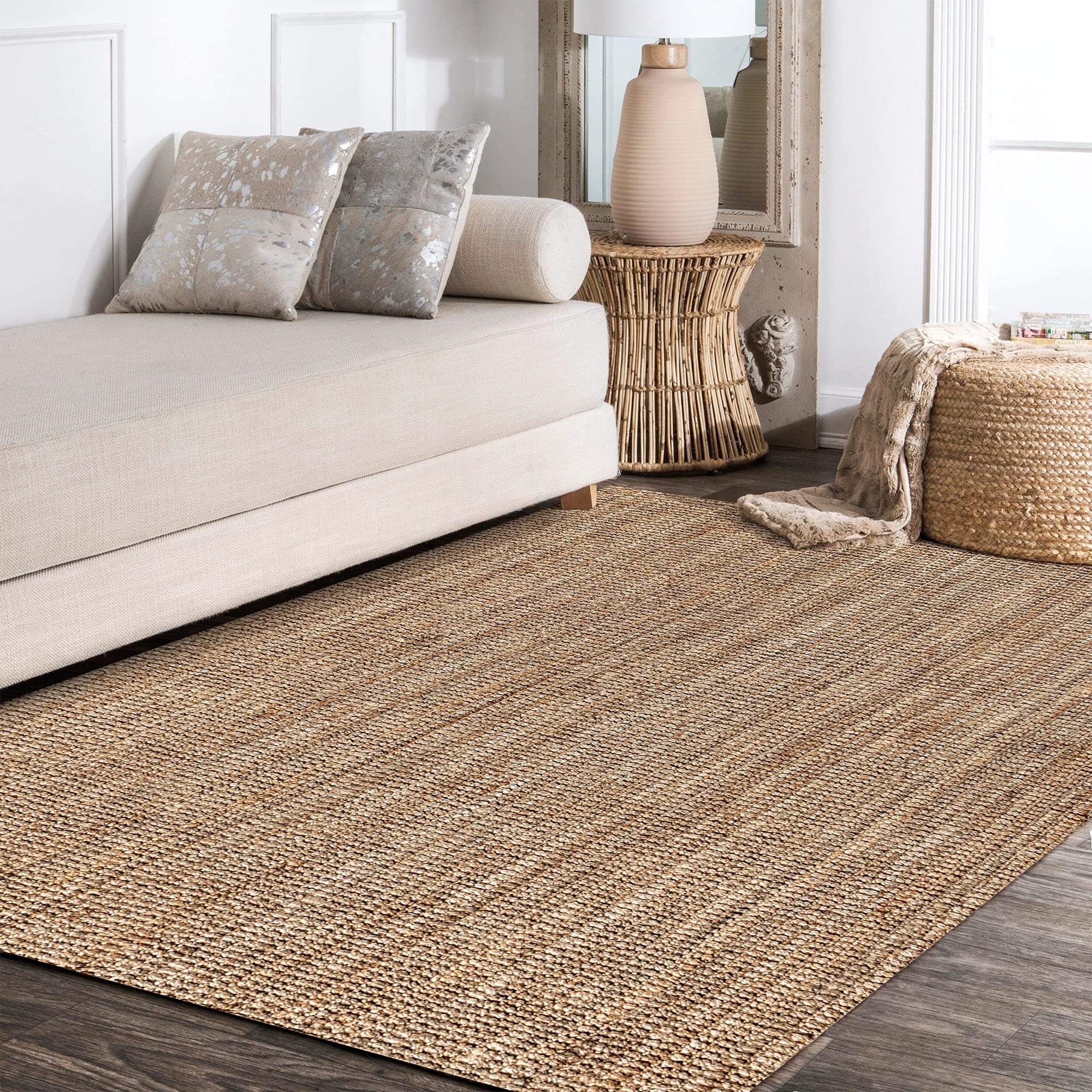 JONATHAN Y NRF102A-3 Pata Hand Woven Chunky Jute Indoor Area -rug Bohemian Farmhouse Easy -cleaning Bedroom Kitchen Living Room Non Shedding, 3 ft x 5 ft, Natural Color