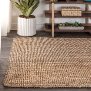 JONATHAN Y NRF102A-3 Pata Hand Woven Chunky Jute Indoor Area -rug Bohemian Farmhouse Easy -cleaning Bedroom Kitchen Living Room Non Shedding, 3 ft x 5 ft, Natural Color