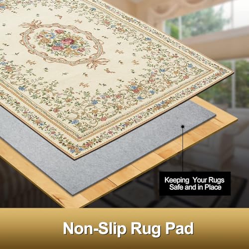 ITSOFT Ultra Premium Non Slip Felt Area Rug Pad, Thick Cushioned Gripper Pad for Hardwood Floors Under Carpet Protects Floors, 1/4" Thickness, 5 x 8 Feet