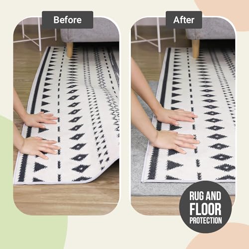 ITSOFT Ultra Premium Non Slip Felt Area Rug Pad, Thick Cushioned Gripper Pad for Hardwood Floors Under Carpet Protects Floors, 1/4" Thickness, 5 x 8 Feet