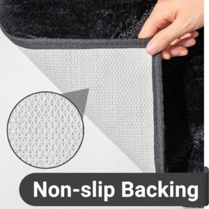 DEXDE Bathroom Rugs Runner 24 x 60 Inch, Extra Long Bathroom Rug Non-Slip, Machine Washable Bath Mats Rug, Black Soft Carpets for Bathroom Shower