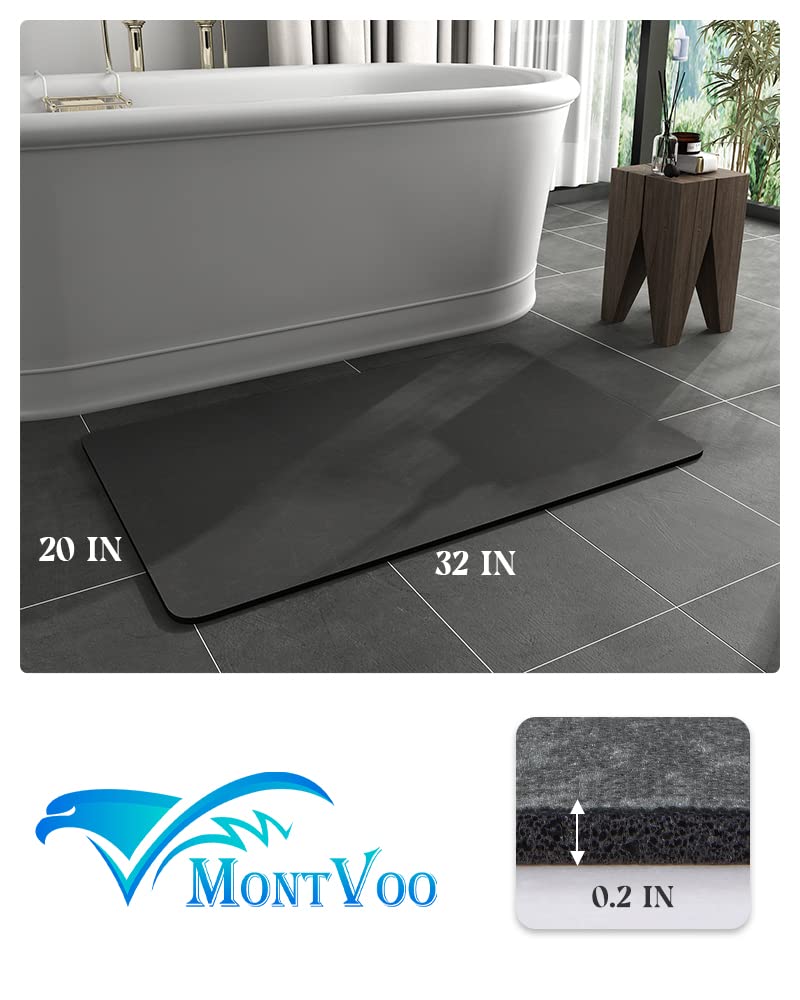 MontVoo -Bath Mat Rug-Rubber Non Slip Quick Dry Super Absorbent Thin Bathroom Rugs Fit Under Door-Washable Bathroom Floor Mats-Shower Rug for in Front of Bathtub,Shower Room,Sink