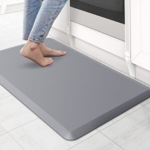 kitchenclouds kitchen mat cushioned anti fatigue rug 17.3"x28" waterproof non slip standing desk mat comfort floor mats for kitchen house sink office (grey)