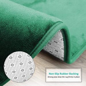 Clara Clark 3 Piece Bathroom Rugs Bath Mat Set, Velvet Memory Foam Bath Mats for Bathroom - Non-Slip, PVC Backing Bath Rugs, Washable Bathroom Rug Mats - Dries Quickly, Green Bathroom Rug Set