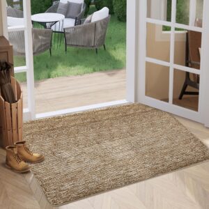 refetone indoor doormat, front door mat 20"x32" absorbent rubber backing non slip back door mats, machine washable low-profile entry rug, resist dirt inside floor mat door rugs for entryway, coffee