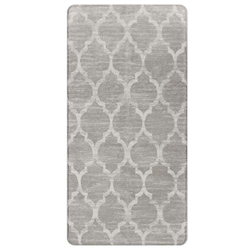 Lahome Moroccan Area Rug - 2’ X 4’ Non-Slip Area Rug Small Accent Distressed Throw Rugs Floor Carpet for Door Mat Entryway Bedrooms Laundry Room Decor (Rectangle - 2’ X 4’, Gray)