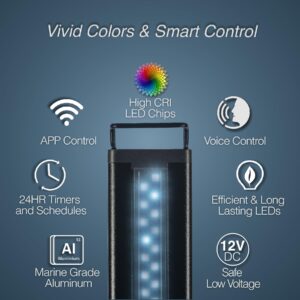 CURRENT USA ColorPlus Smart LED Aquarium Light 36 inch with App and Voice Control by Alexa & Google Home | Extra Vivid Colors for Freshwater Aquarium Fish Tank and Terrariums| Aluminum (36" to 48")