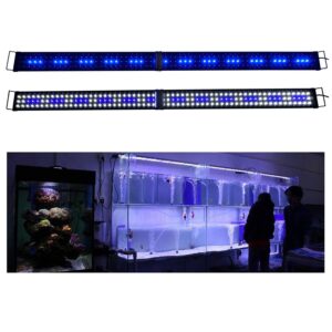 kzkr led aquarium hood lighting 72-78 inch fish tank light lamp for freshwater marine saltwater blue and white decorations light 6-7ft (34w) 180cm - 200cm