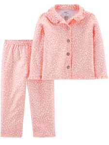 simple joys by carter's baby girls' 2-piece coat style pajama set, pink white dots, 12 months