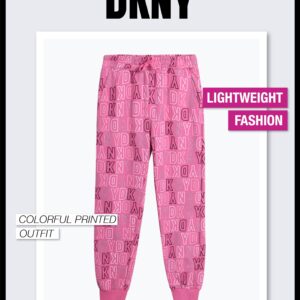 DKNY Girls' Sweatsuit Set - 2 Piece Fleece Hoodie Sweatshirt and Jogger Sweatpants (12M-16), Size 10, Wild Orchid