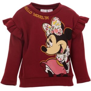 Disney Minnie Mouse Little Girls Pullover Fleece Sweatshirt and Leggings Outfit Set Multicolor 6-6X