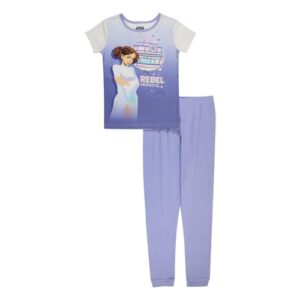 star wars girls' princess leia 2-piece snug-fit cotton pajamas set, rebel princess, 2t