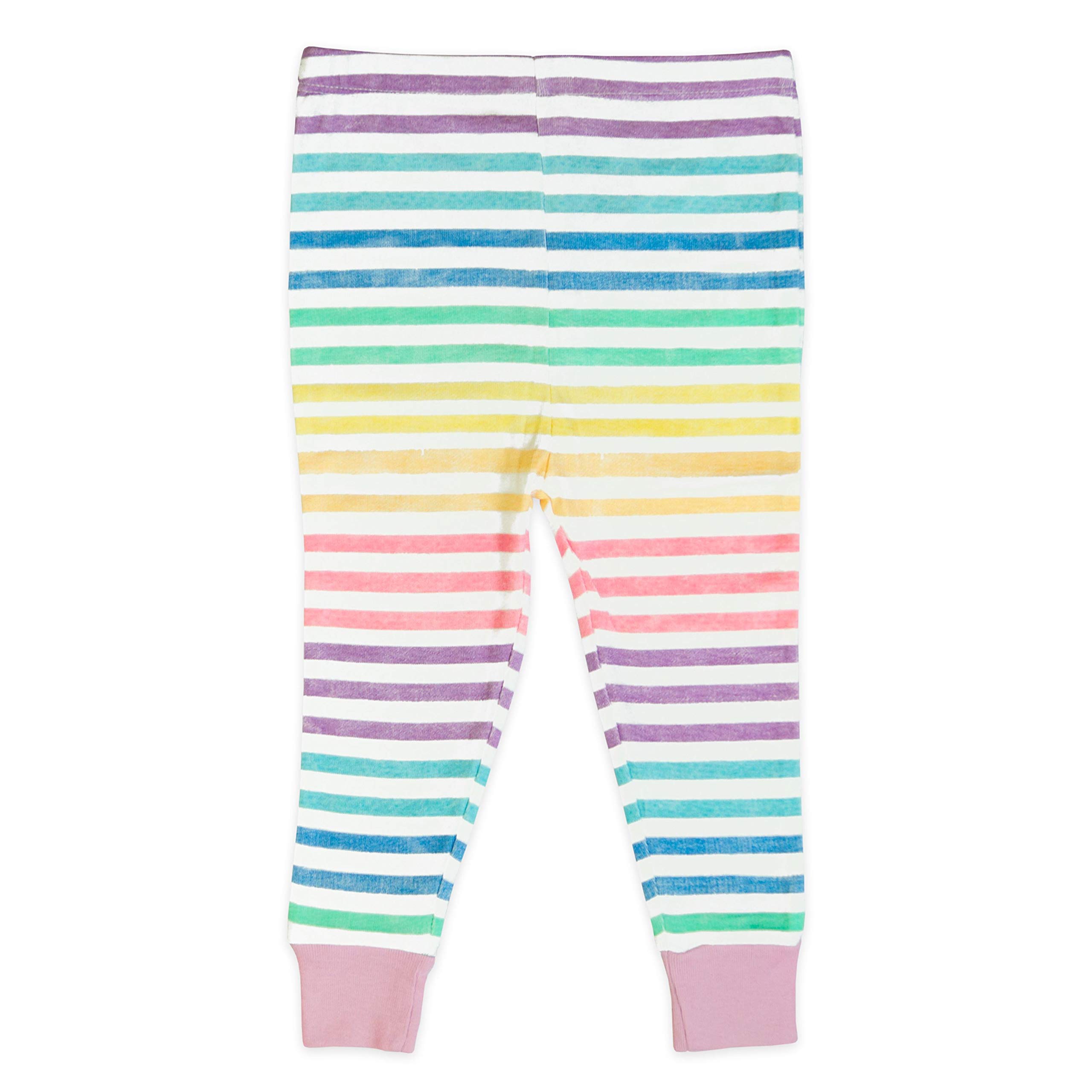 HonestBaby Multipack 2-Piece Pajamas Sleepwear PJs 100% Organic Cotton for Infant Baby and Toddler Girls, Rainbow Stripe, 24 Months