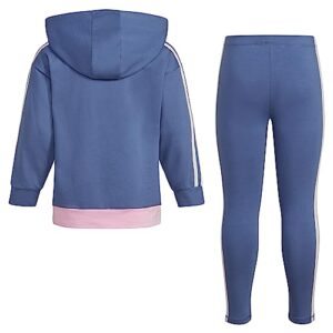 adidas Girls 2-Piece Color Block French Terry Pullover & Legging Set, Crew Blue, 6