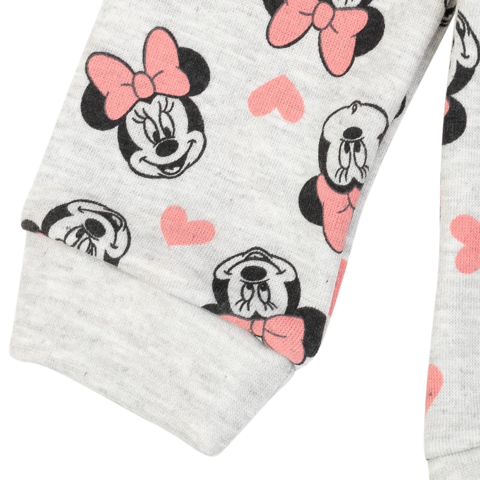 Disney Minnie Mouse Toddler Girls Pullover Fleece Sweatshirt and Leggings Outfit Set Light Grey/Pink 4T