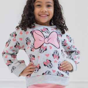 Disney Minnie Mouse Toddler Girls Pullover Fleece Sweatshirt and Leggings Outfit Set Light Grey/Pink 4T