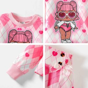 L.O.L. Surprise! Girl Skirt Set Long Sleeve Letter Print Sweatshirt Plaid/Pink Smocked Skirt Set 2PCS Clothes Set Outfit Pink 10-11 Years